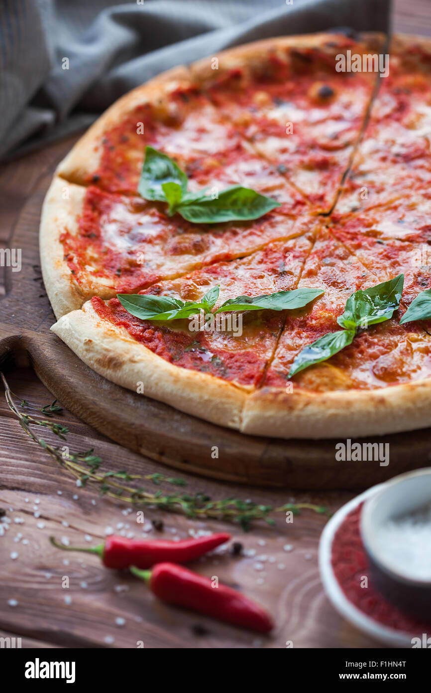 Basil leaves on pizza hi-res stock photography and images - Alamy