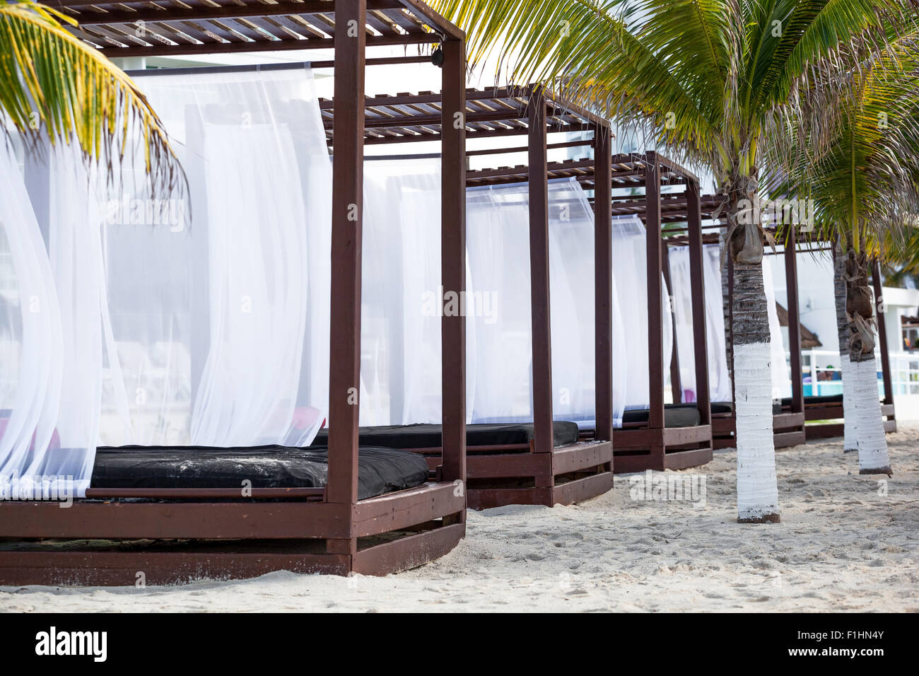 Modern wooden beach gazebo pavilion closeup Stock Photo - Alamy