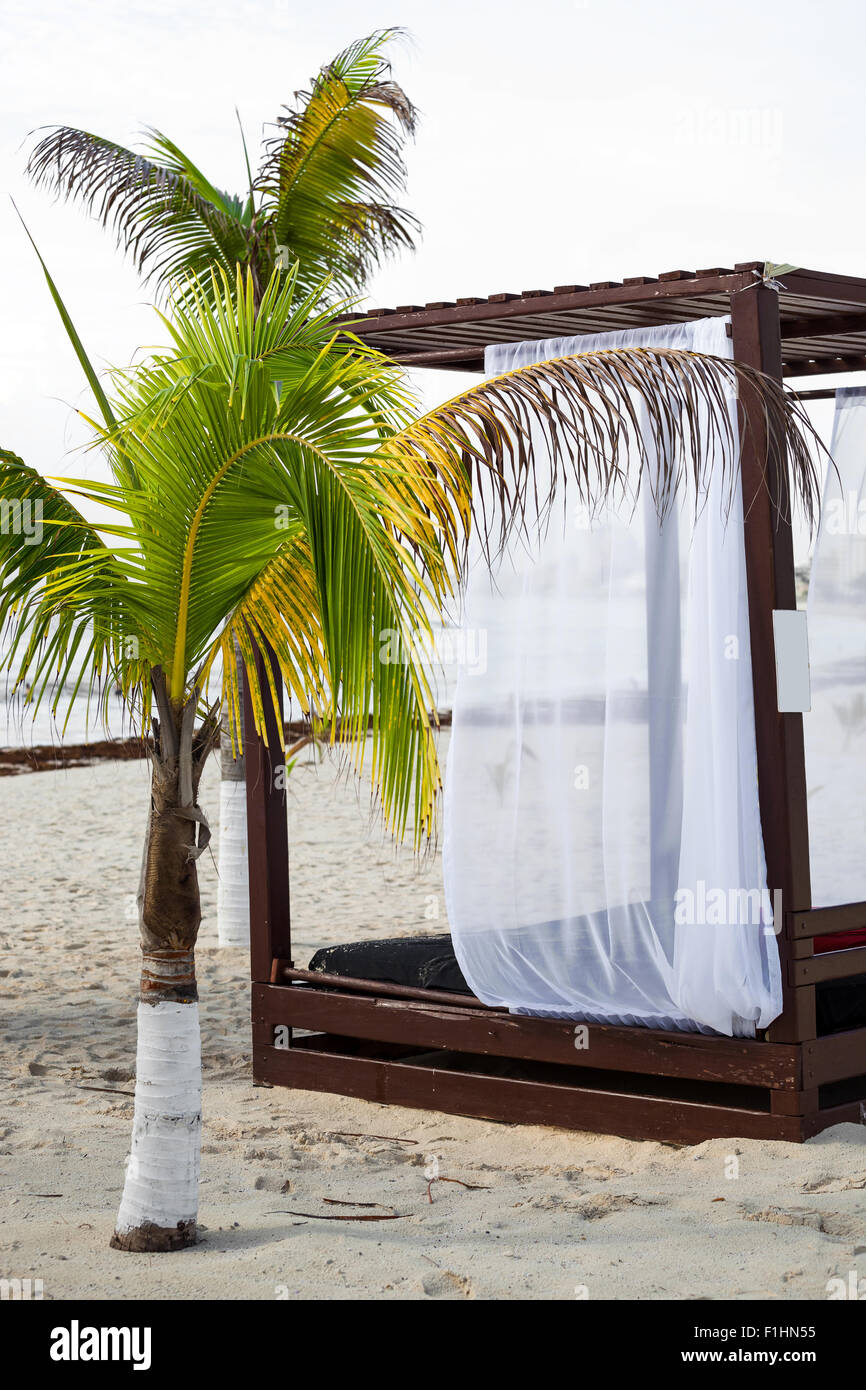 Modern wooden beach gazebo pavilion closeup Stock Photo - Alamy
