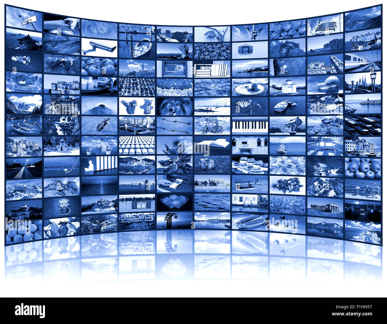 A variety of images as a big video wall of the TV screen Stock Photo ...