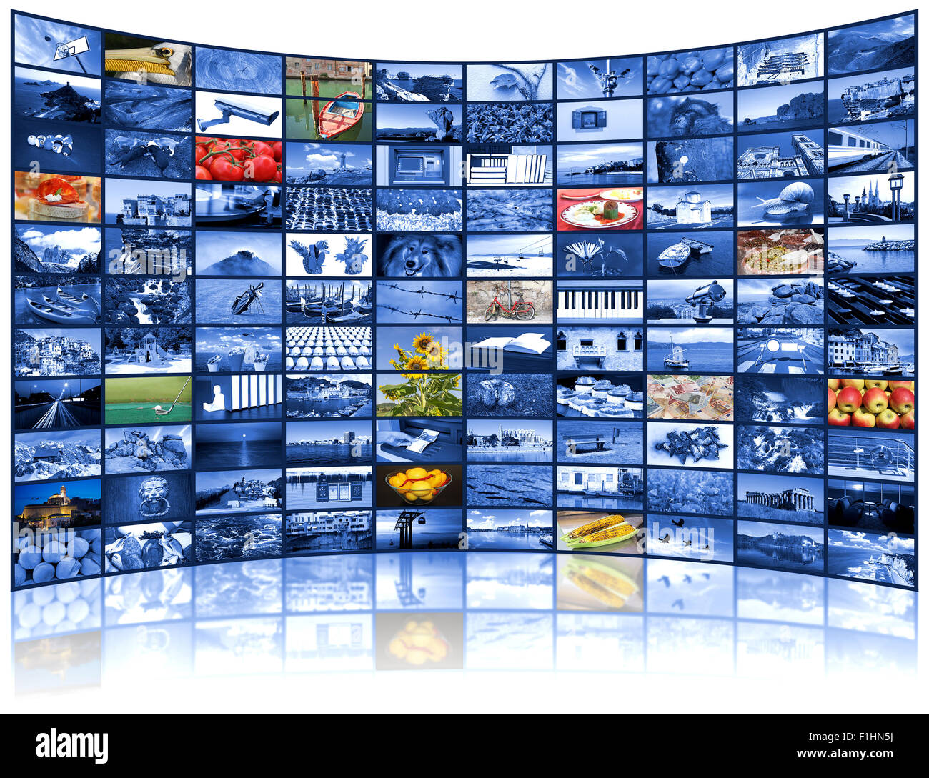 A variety of images as a big video wall of the TV screen Stock Photo ...