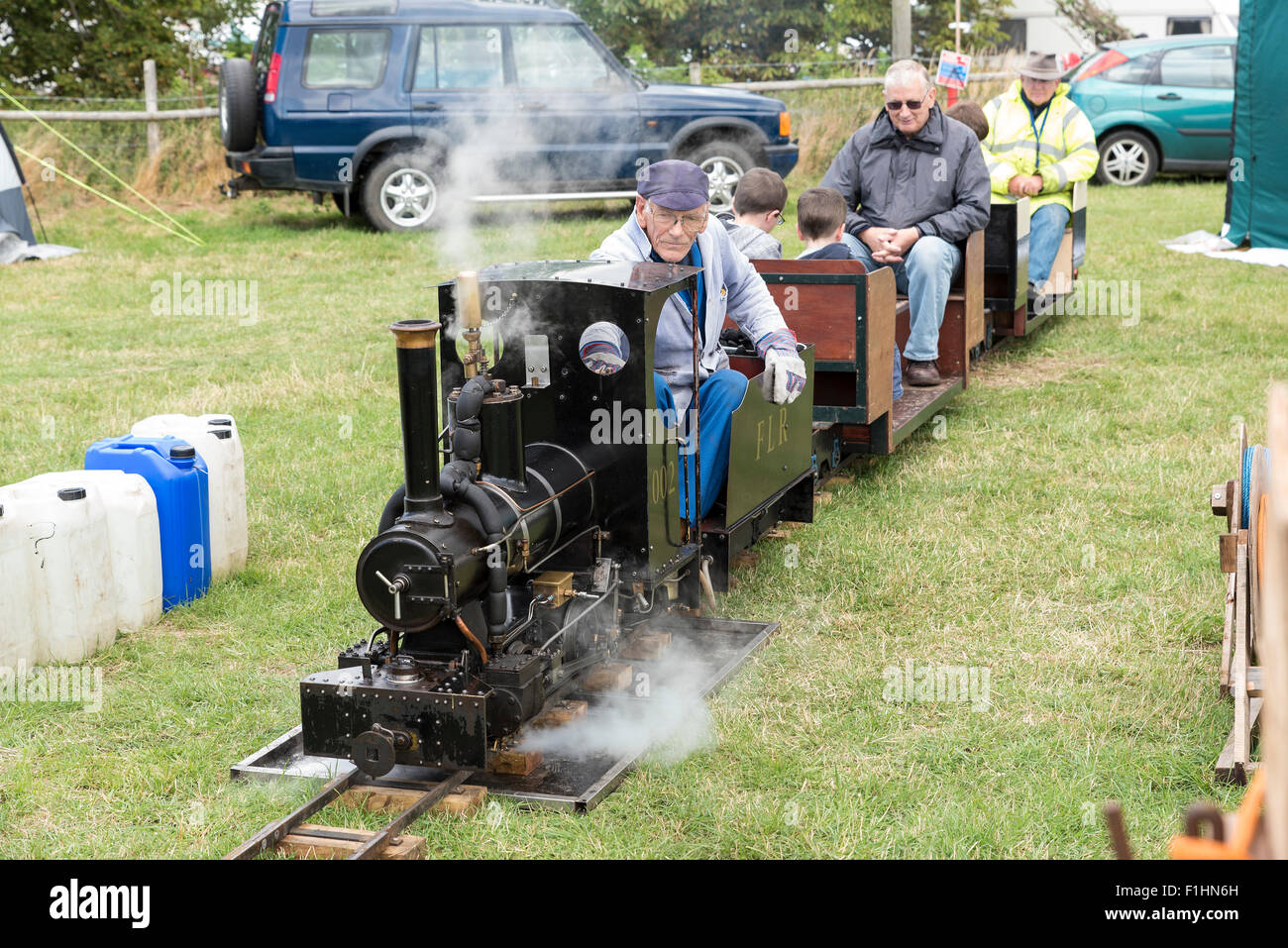 Fenland Light Railway miniature steam engine and driver at Stow cum Quy ...