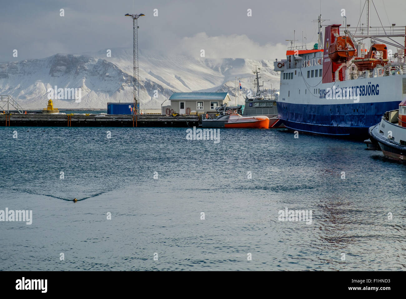 Ship in Reykjavik harbour, Iceland Stock Photo - Alamy