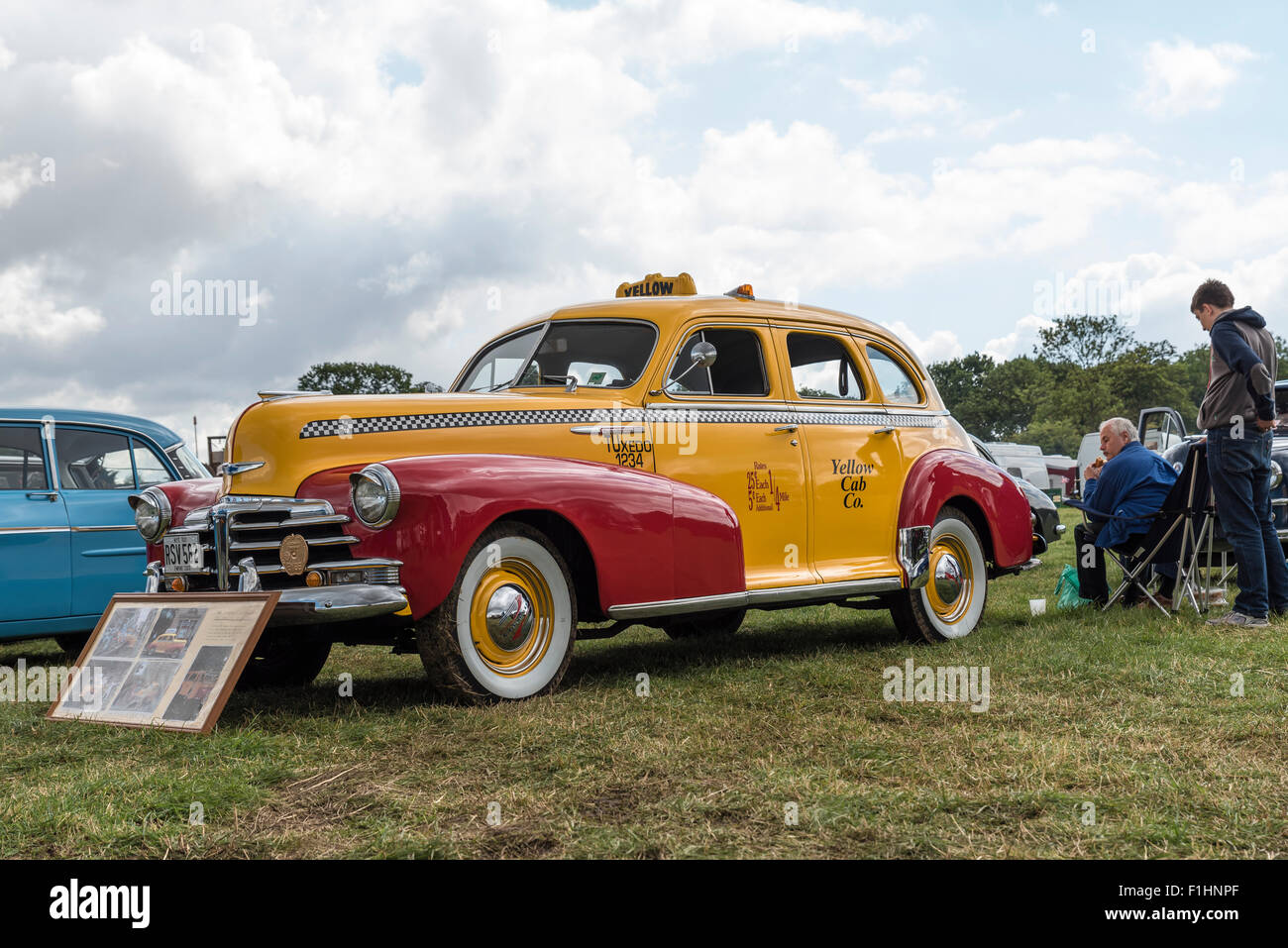 Old New York yellow taxi cab at Steam rally and Country fair Stow cum ...