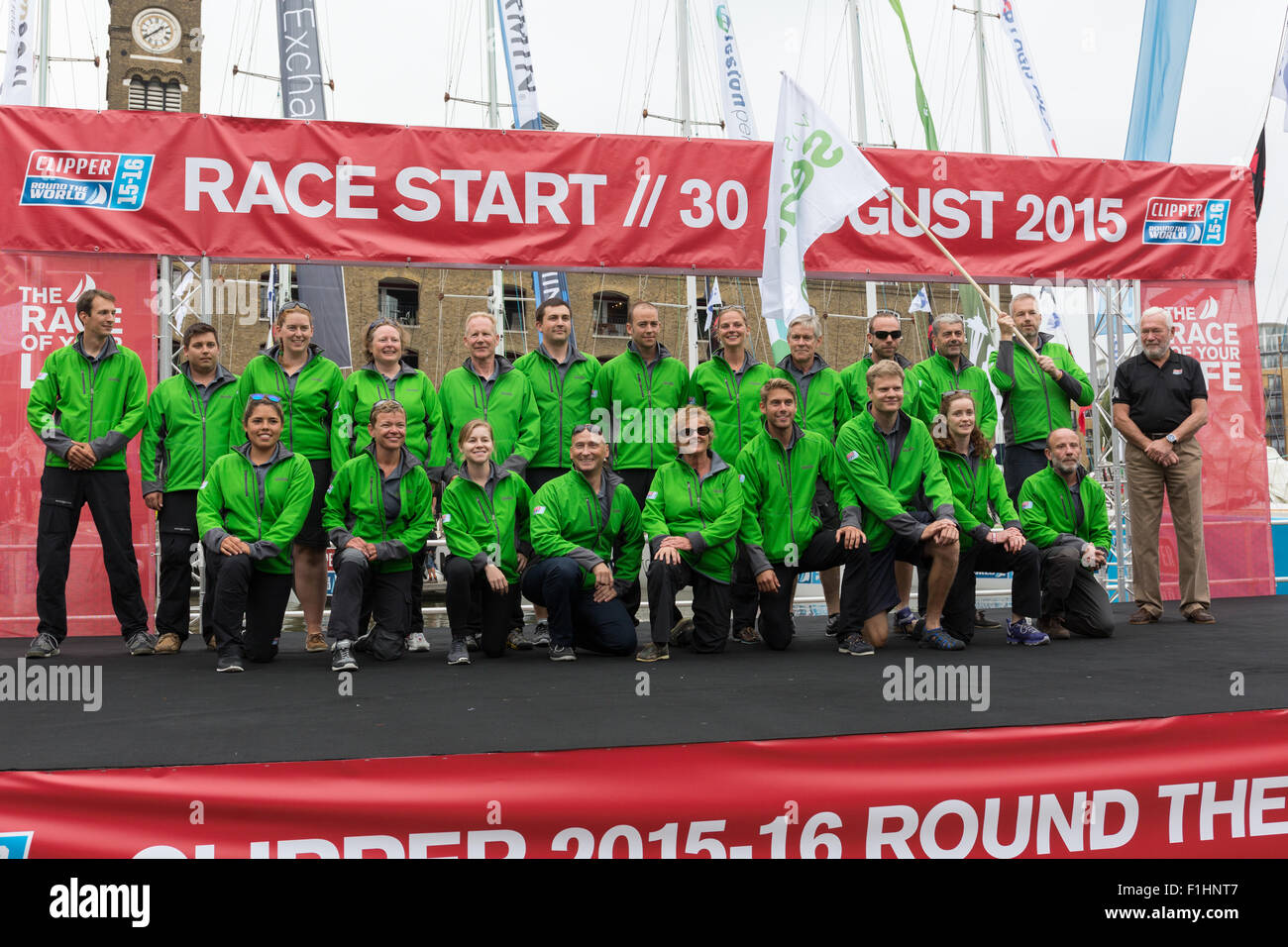 Clipper team Visit Seattle posing for team photographs in St Katharine ...