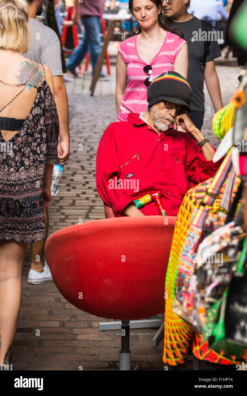 London , Camden Town , market scene old bearded Rastafari Rastafarian ...