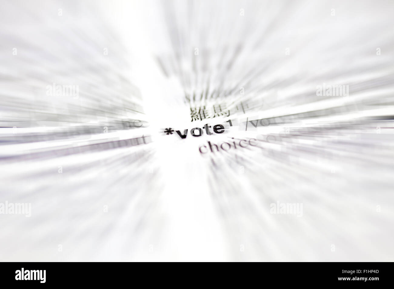 A small DOF image of the dictionary definition of the word "vote Stock ...