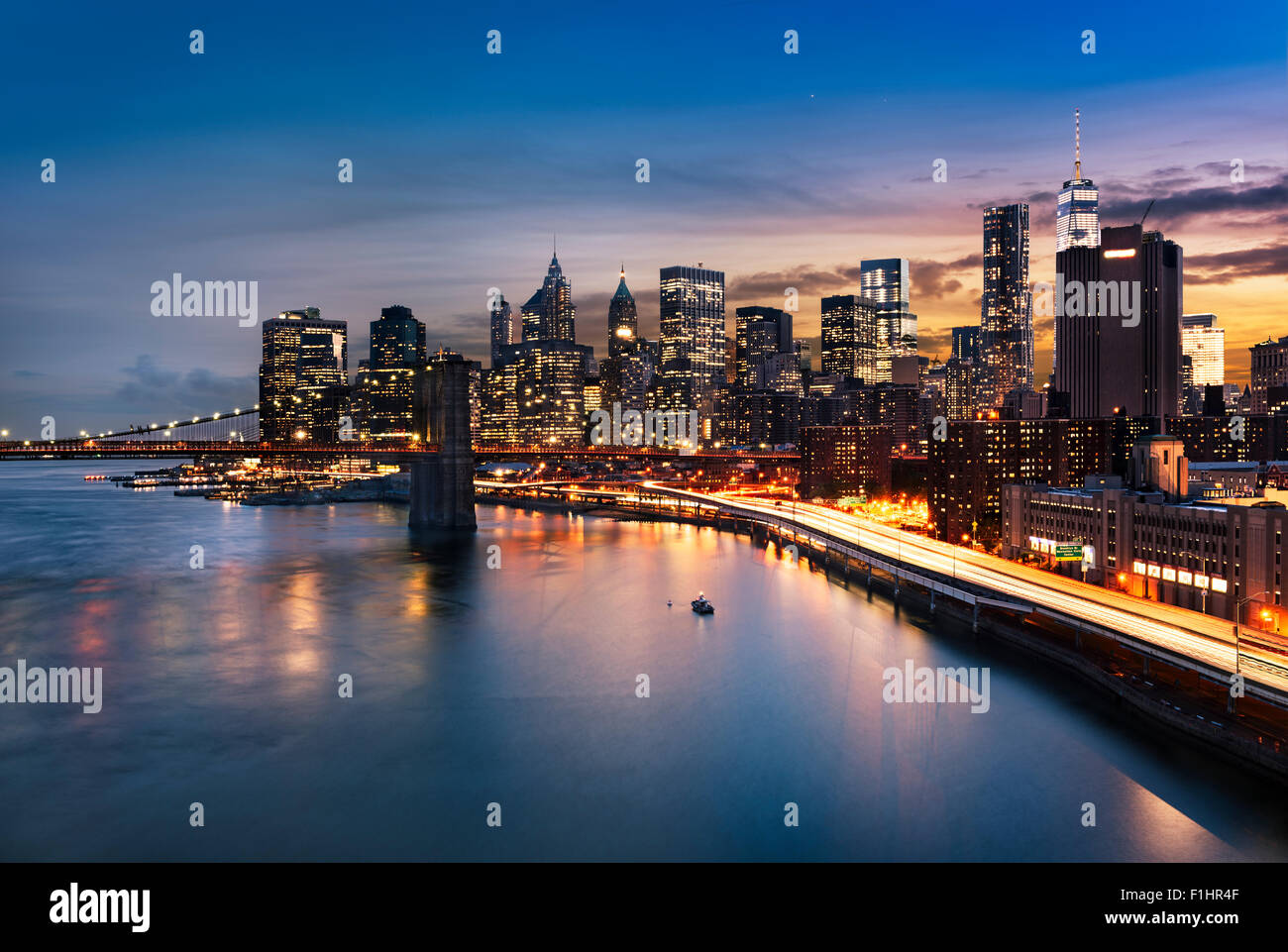 New York City - beautiful sunrise over manhattan with manhattan and ...