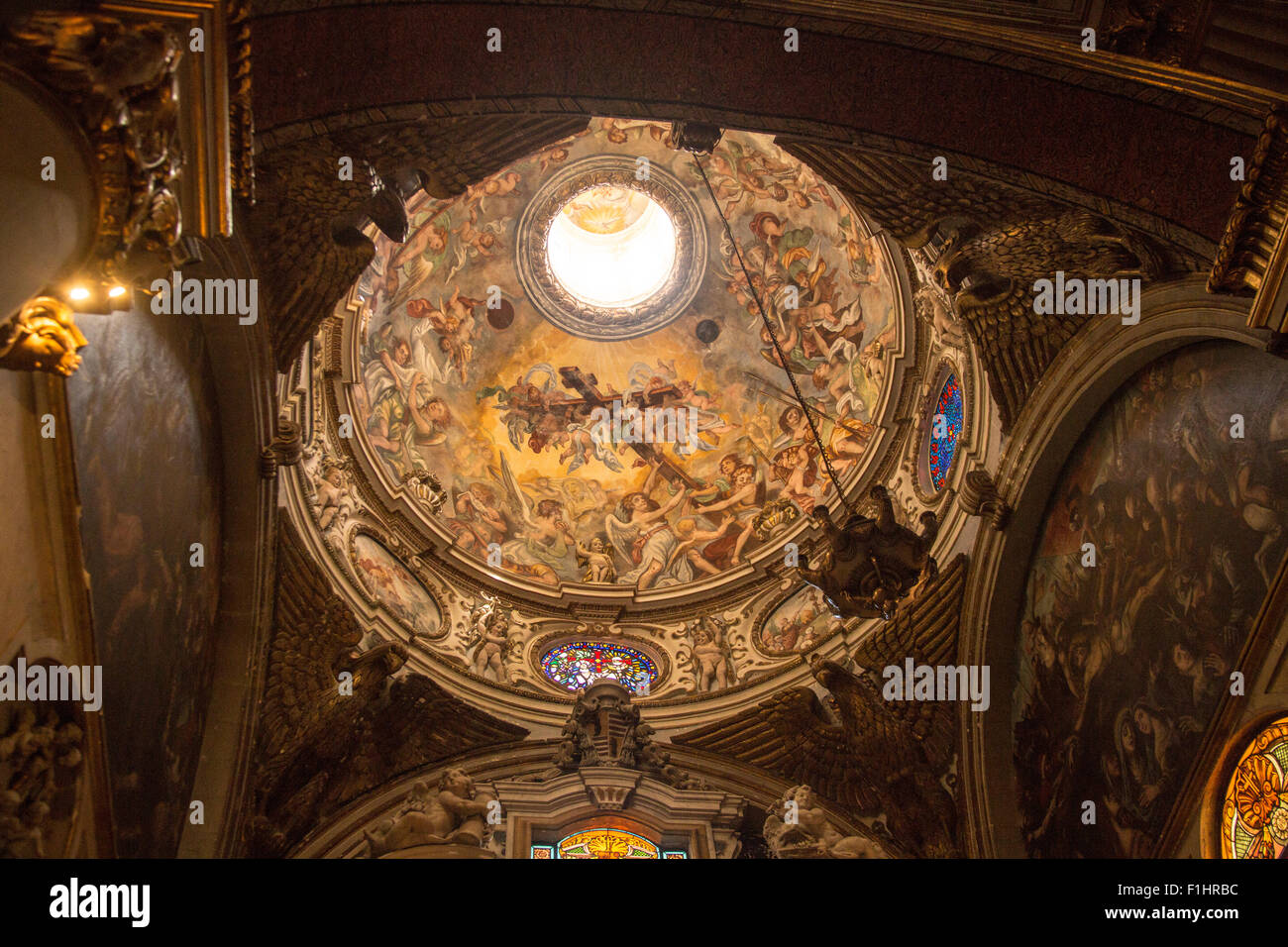 Interior of painted baroque church cupola in Apulia Italy Stock Photo ...