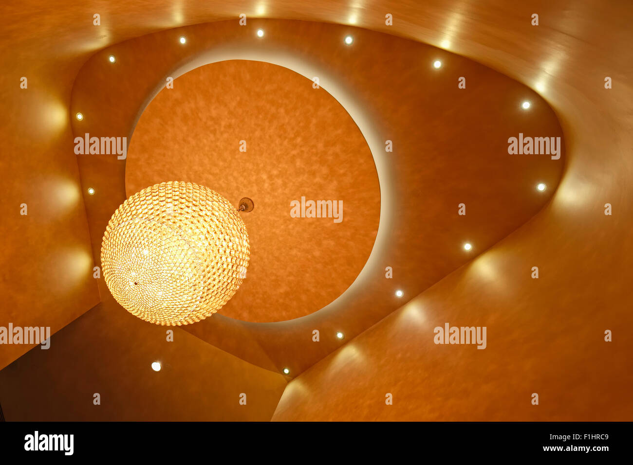 Modern Chandelier and Ceiling Lights at a London Hotel Stock Photo - Alamy