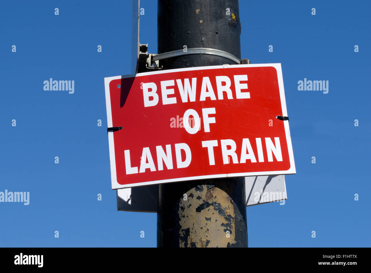 Land Train sign in Clacton-on-Sea, Essex, UK Stock Photo - Alamy