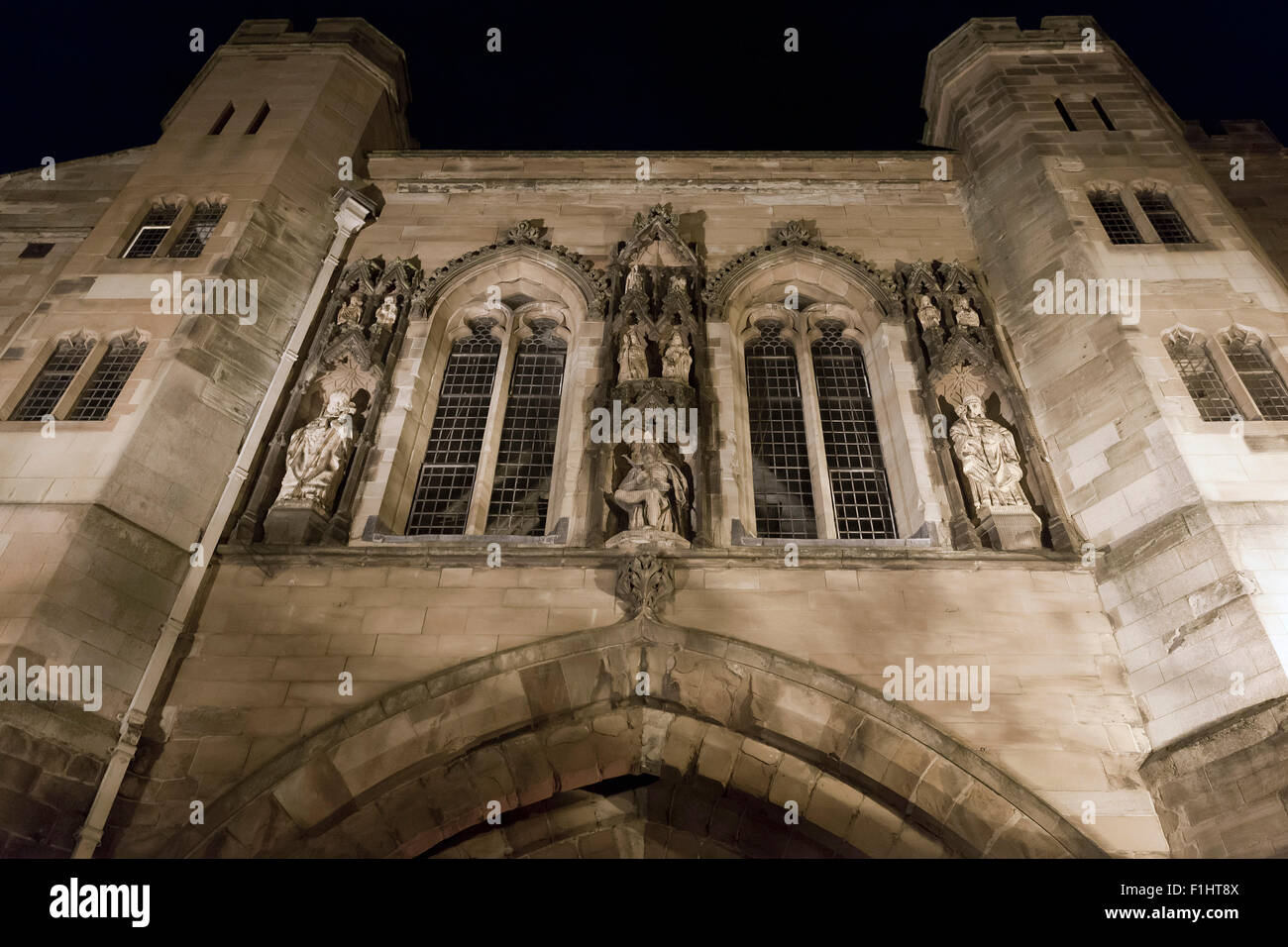 Detail of gateway in Worcester at night Stock Photo - Alamy