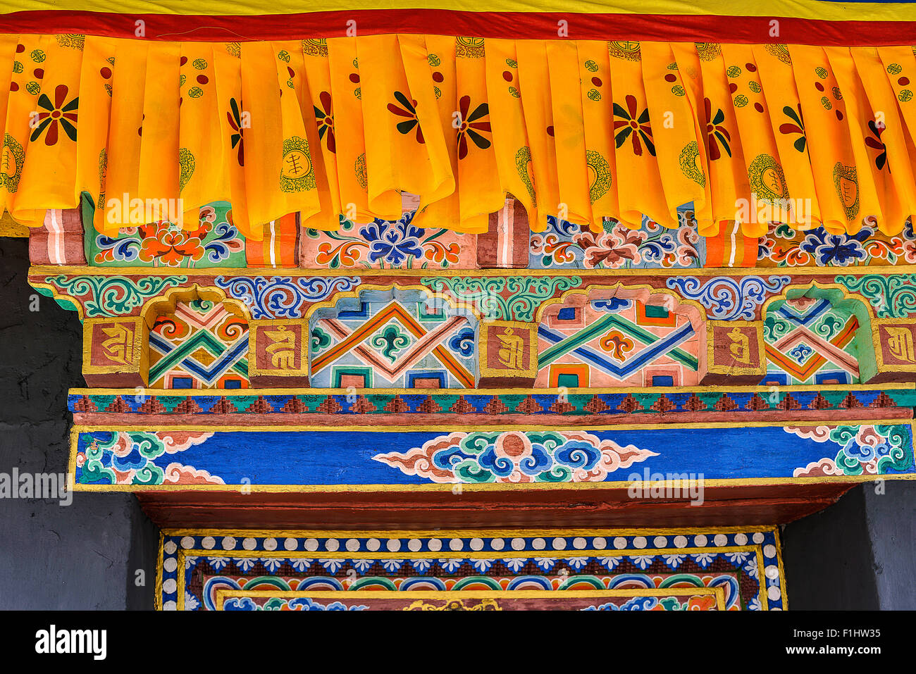 India Jammu Kashmir Ladakh A close up of the entrance to Stok Monastery ...
