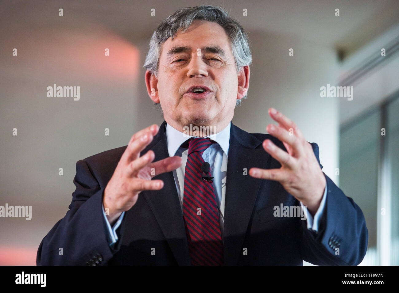 Gordon Brown gives a speech at the Royal Festival Hall in central ...