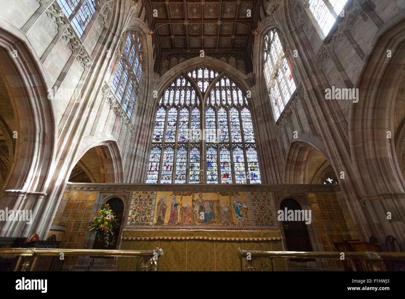 Interior of Great Malvern Priory, Worcestershire Stock Photo - Alamy