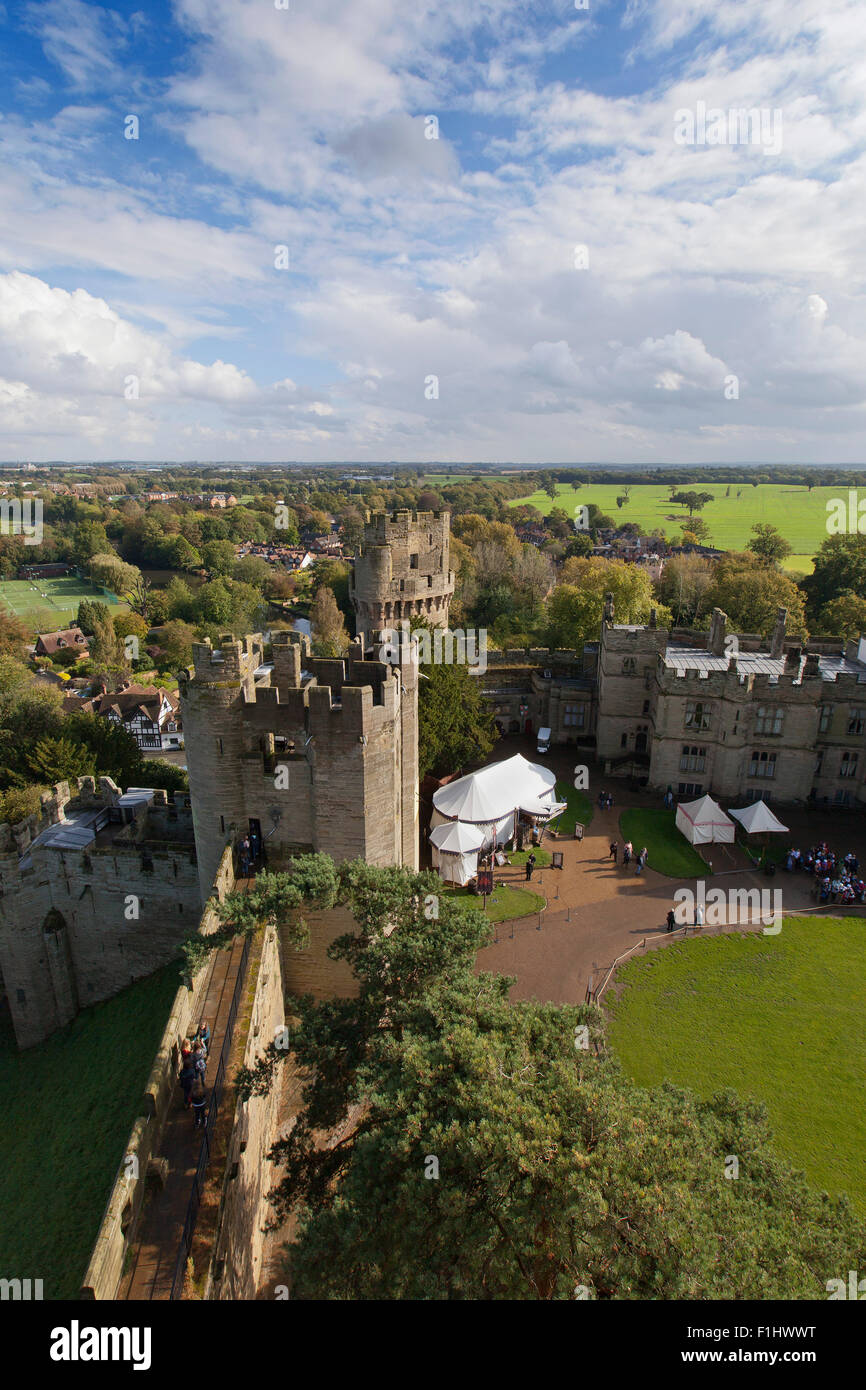 View from ramparts of Warwick Castle Stock Photo - Alamy