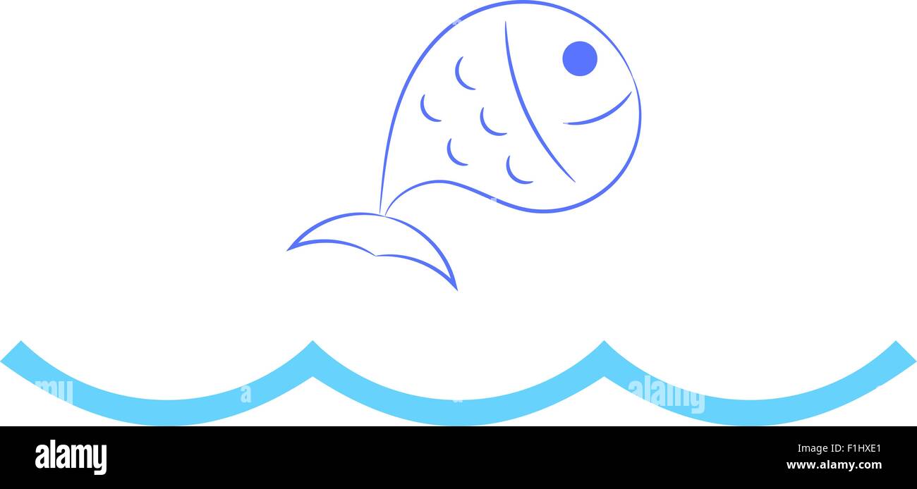Fish jumping over waves. Vector illustration Stock Vector Image & Art ...