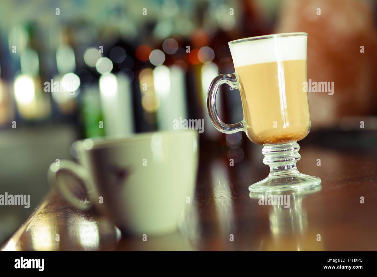 Irish coffee at the bar table Stock Photo - Alamy
