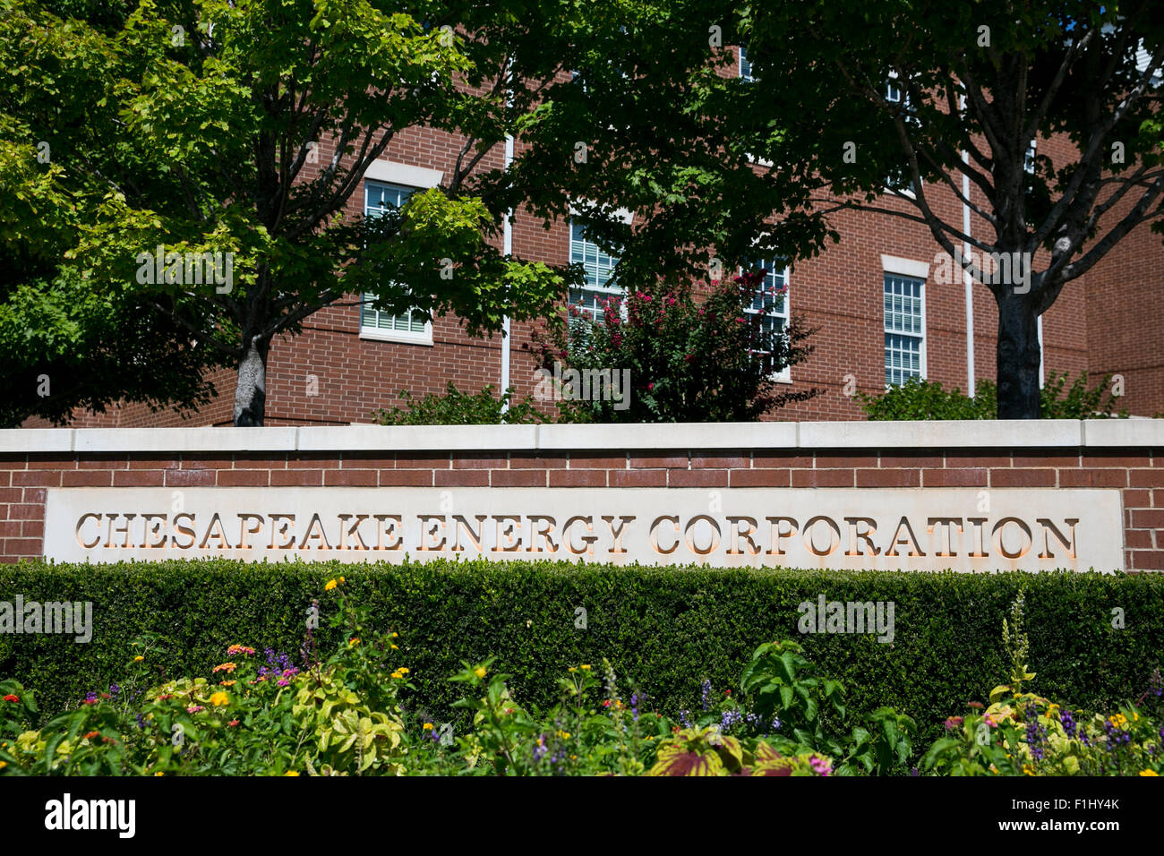 A logo sign outside of the headquarters of the Chesapeake Energy ...