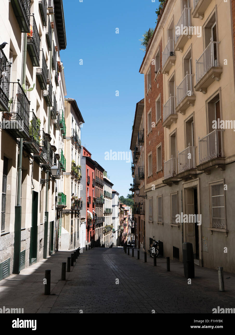 Traditional street in central Madrid, Community of Madrid, Spain Stock ...