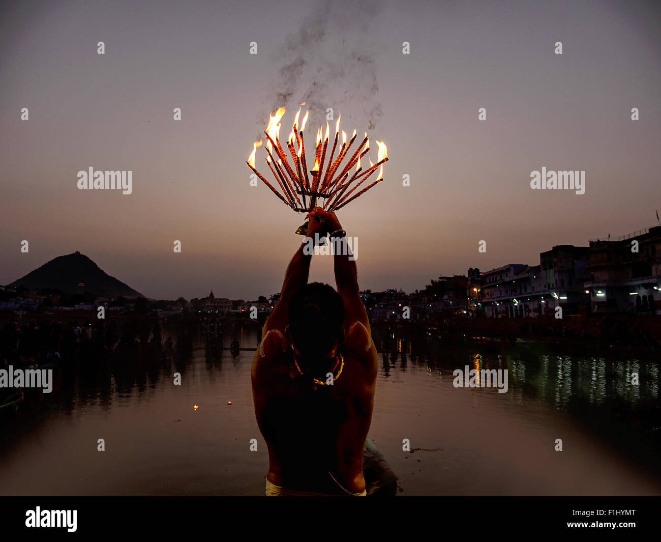 Pushkar lake aarti hi-res stock photography and images - Alamy