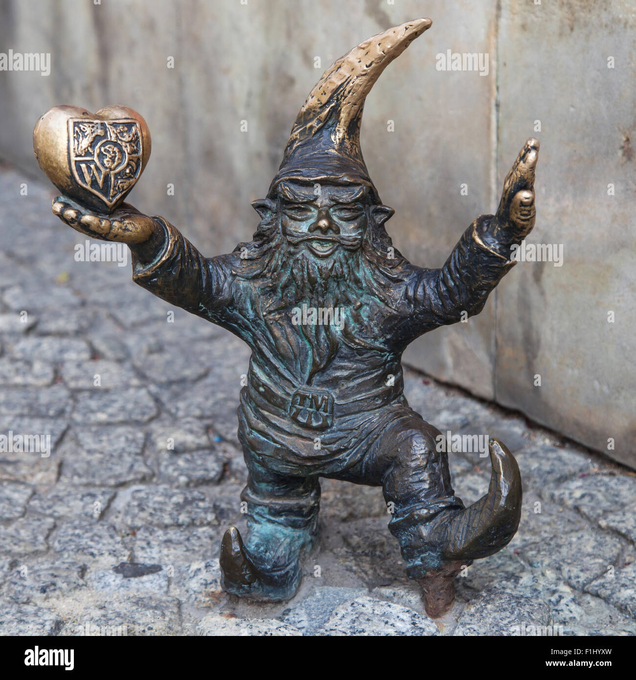 Wroclovek dwarf on Odrzanska street, Wroclaw, Poland Stock Photo - Alamy