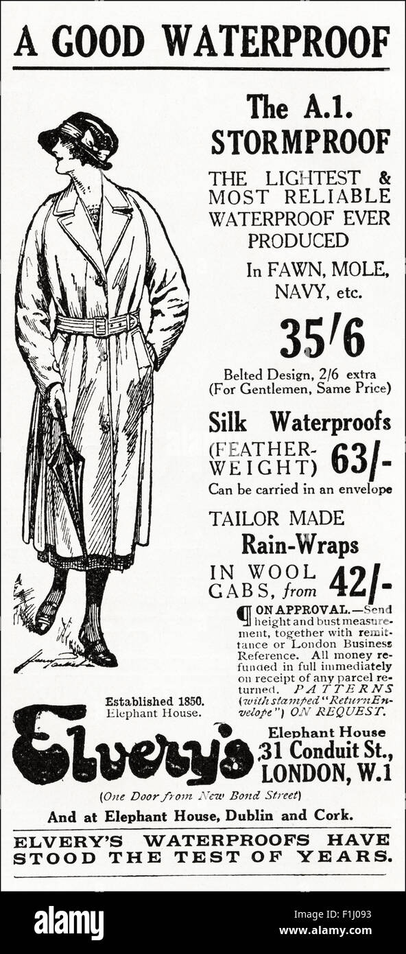 1920s advert. Magazine advertisement dated 1923 advertising waterproof ...