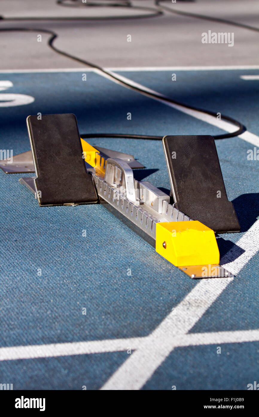 Motion sport athletics running track starting block competition ...