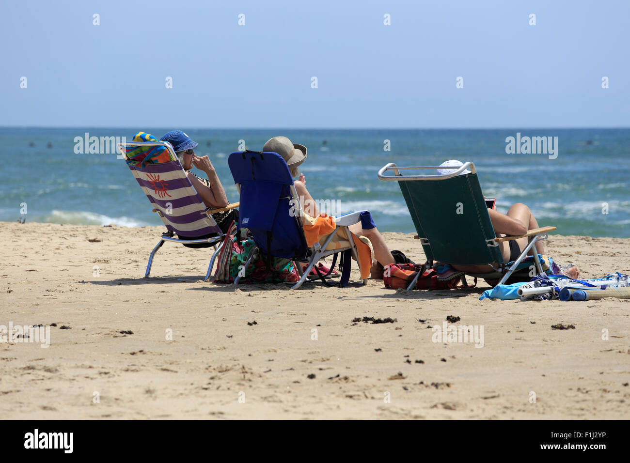 Relaxing on Ditch Plains beach Montauk Long Island New York Stock Photo ...