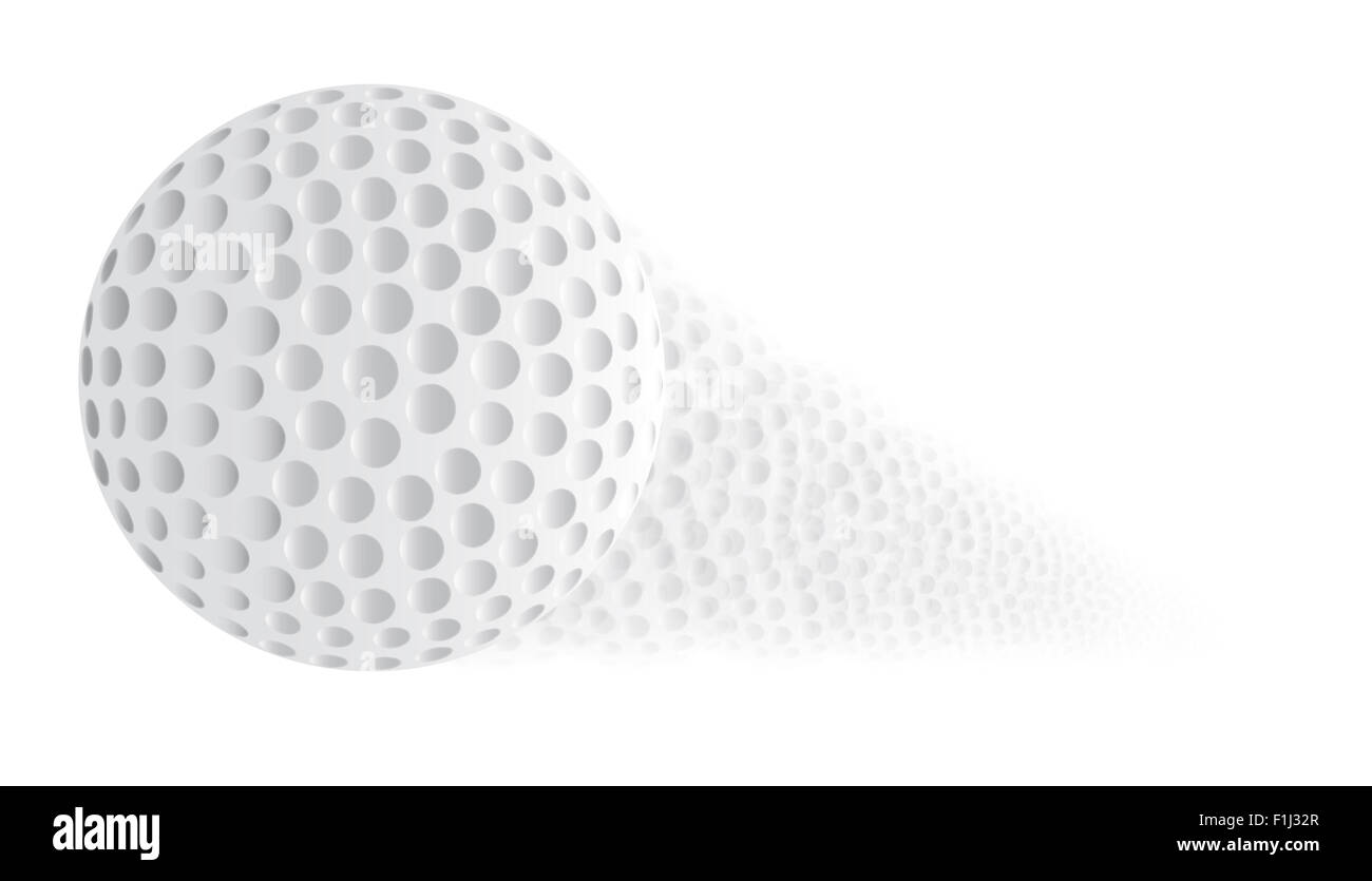 A golf ball with a faded trajectory over a white background Stock Photo ...