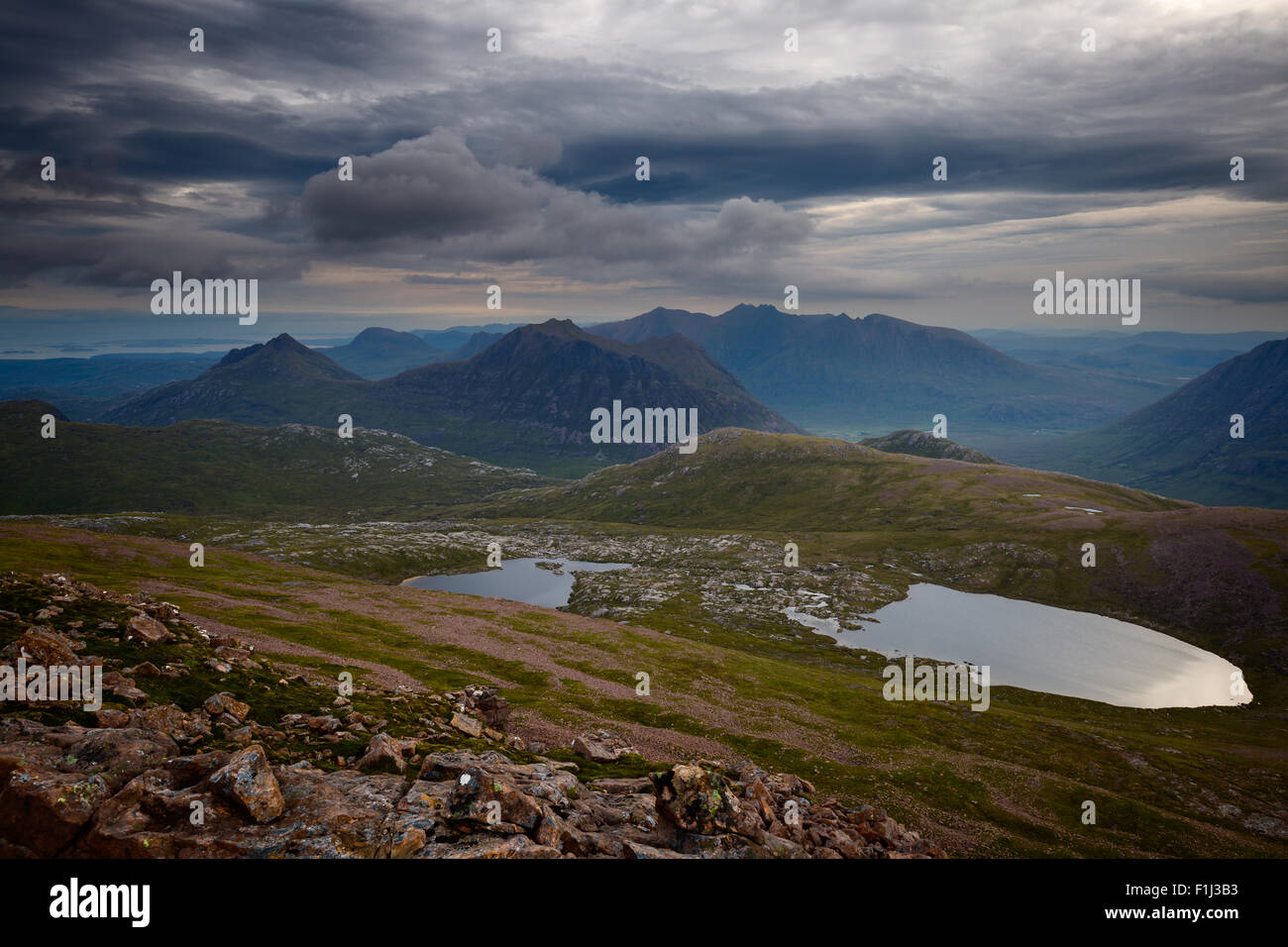 The view from Ruadh Stac Mor over Beinn Dearg Mor and Beinn Dearg Bheag ...