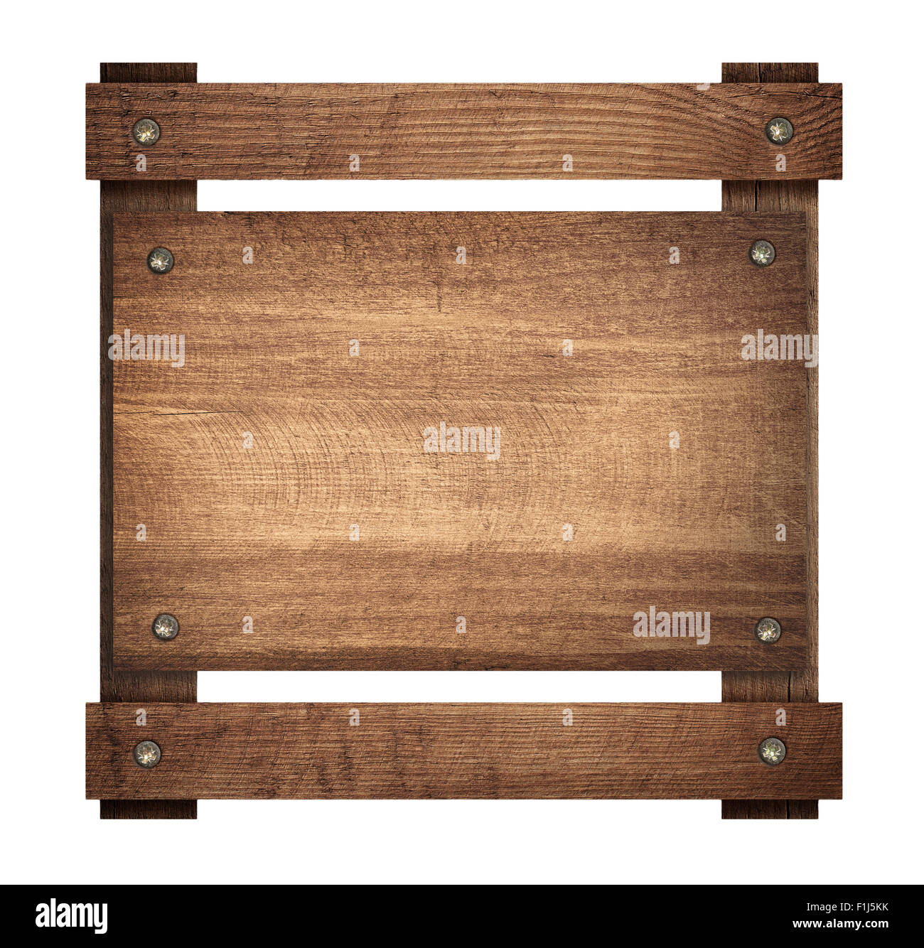 Composition of wooden board screwed on frame Stock Photo - Alamy