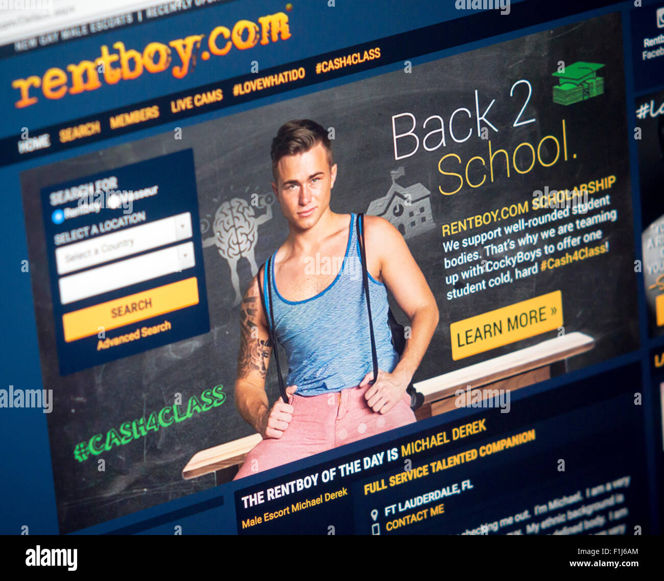 The website Rentboy.com, the self-proclaimed "World's largest male ...
