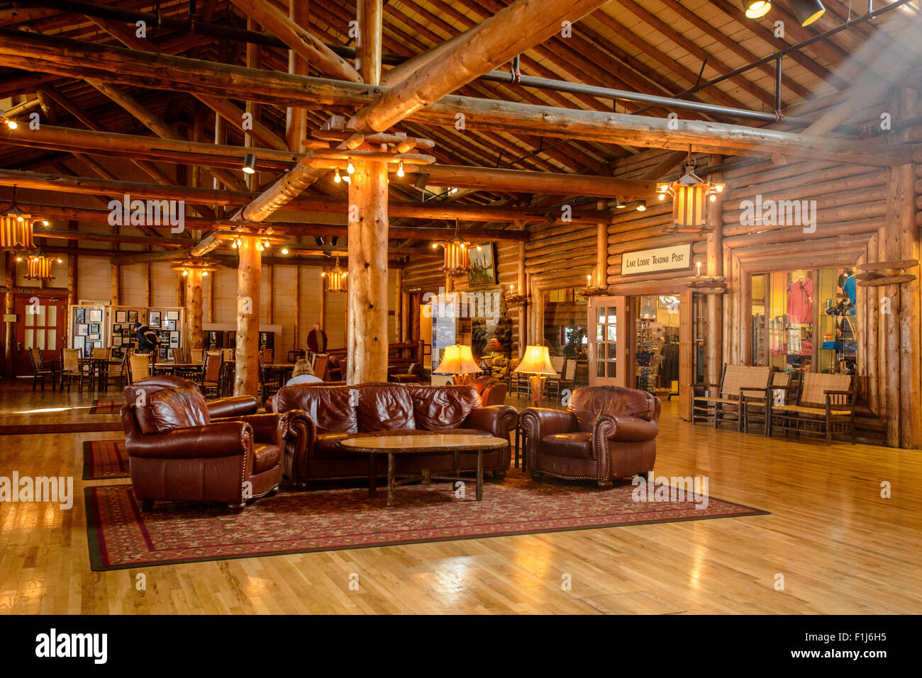 Photograph of the lobby of the Lake Lodge in Yellowstone National Park ...