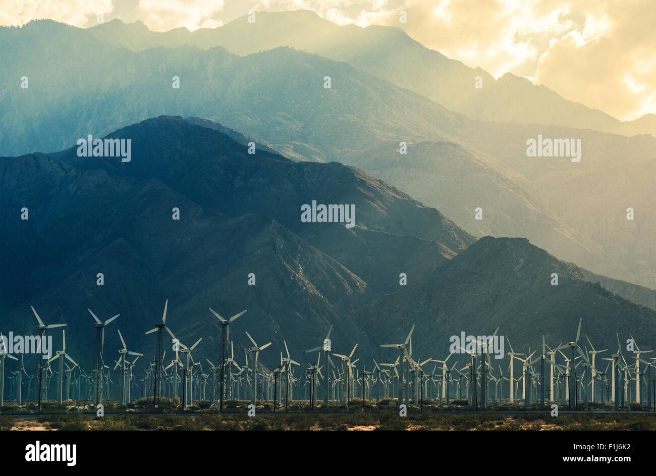 Wind turbines in california sunset hi-res stock photography and images ...
