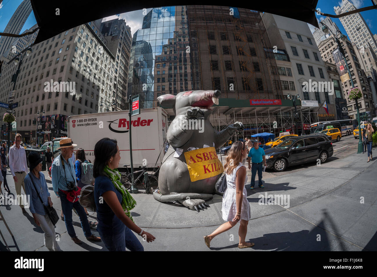 Workers outside an office building in New york with their famous ...