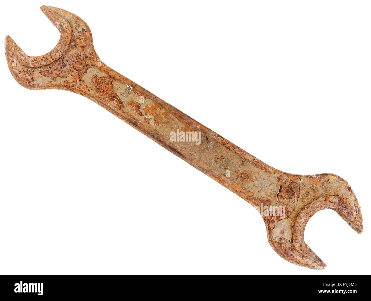 Old rusty wrench isolated on white background. File contains a clipping ...