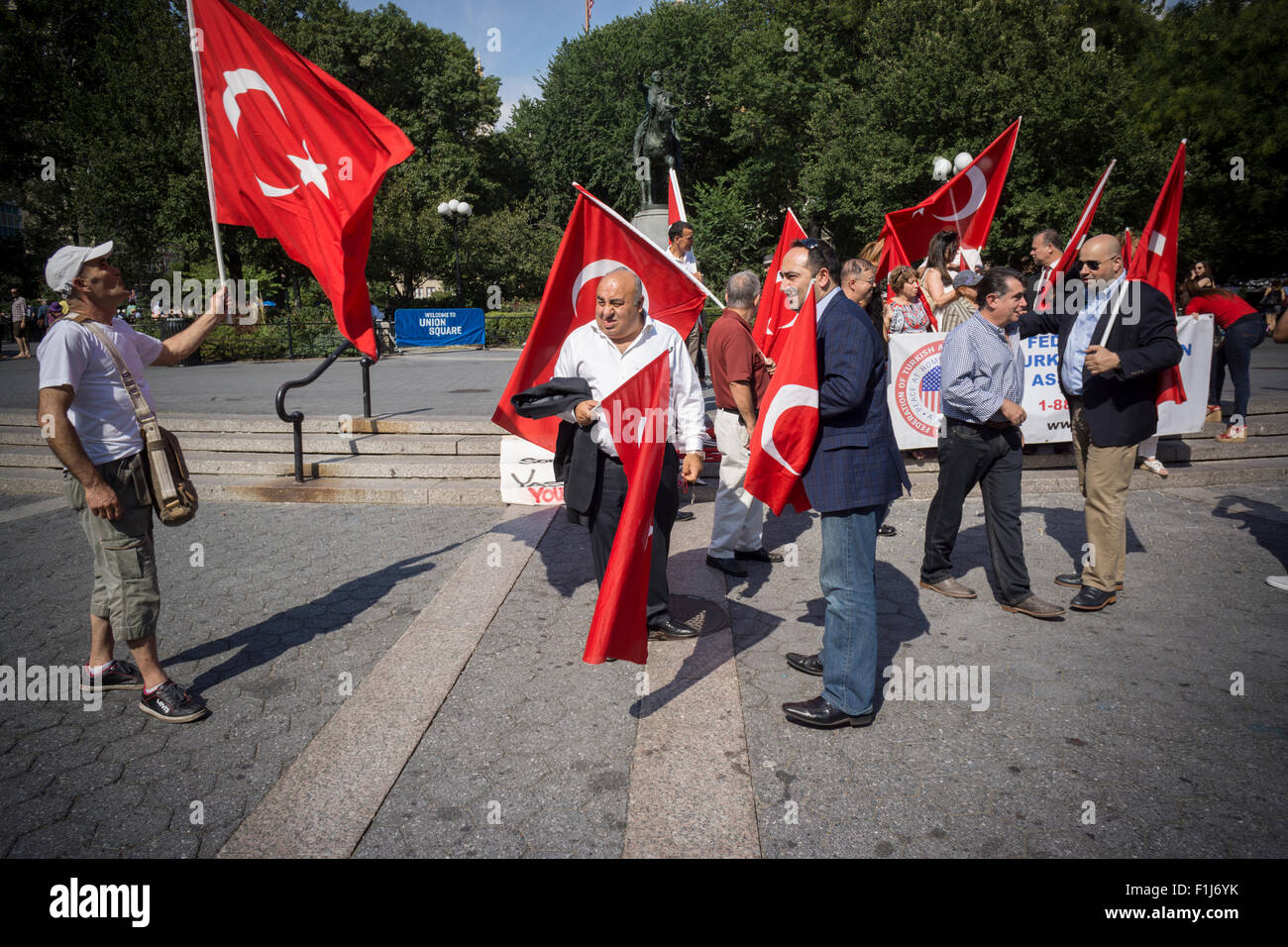 Turkish-Americans gather in Union Square in New York on Saturday ...