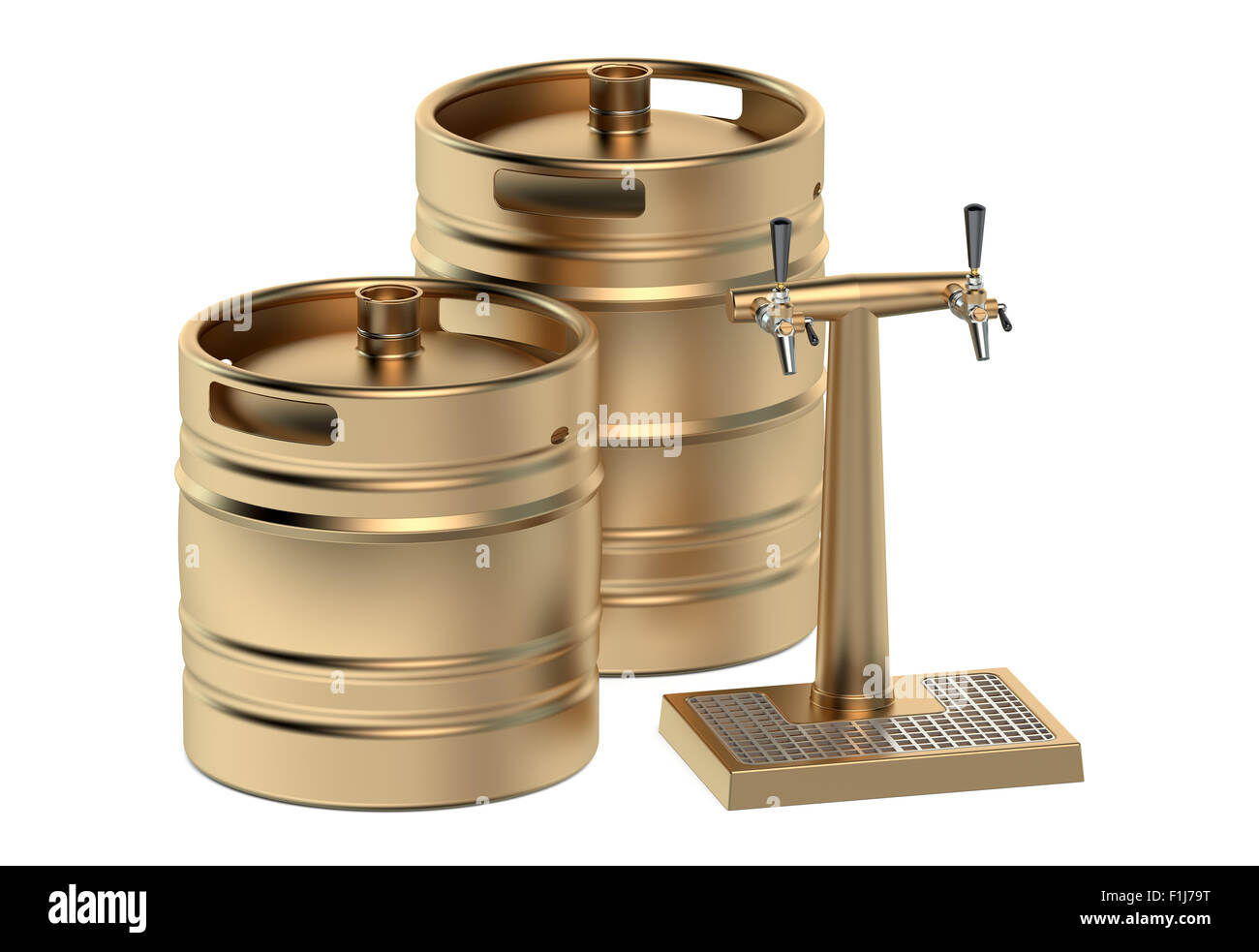 Beer kegs and tap isolated on white background Stock Photo - Alamy