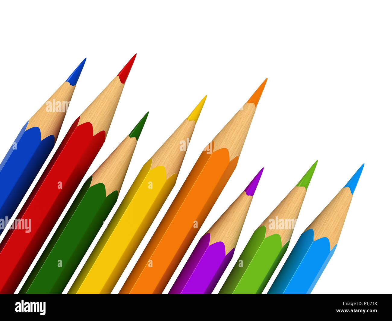 3d render of color pencils isolated over white background Stock Photo ...