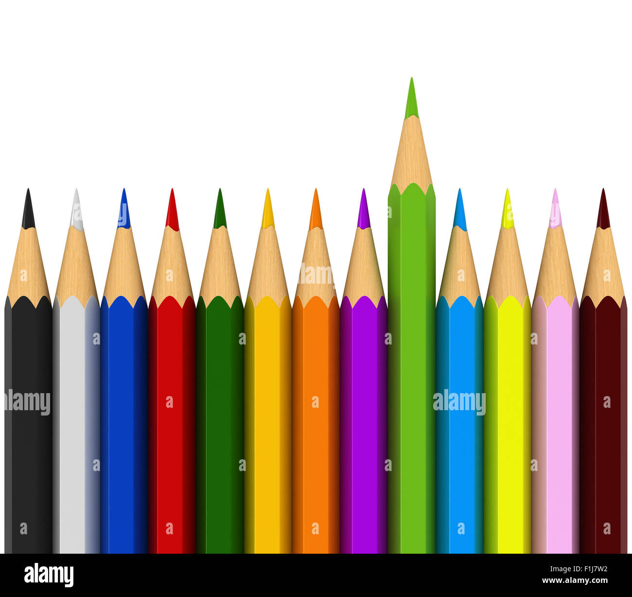 3d render of color pencils isolated over white background Stock Photo ...