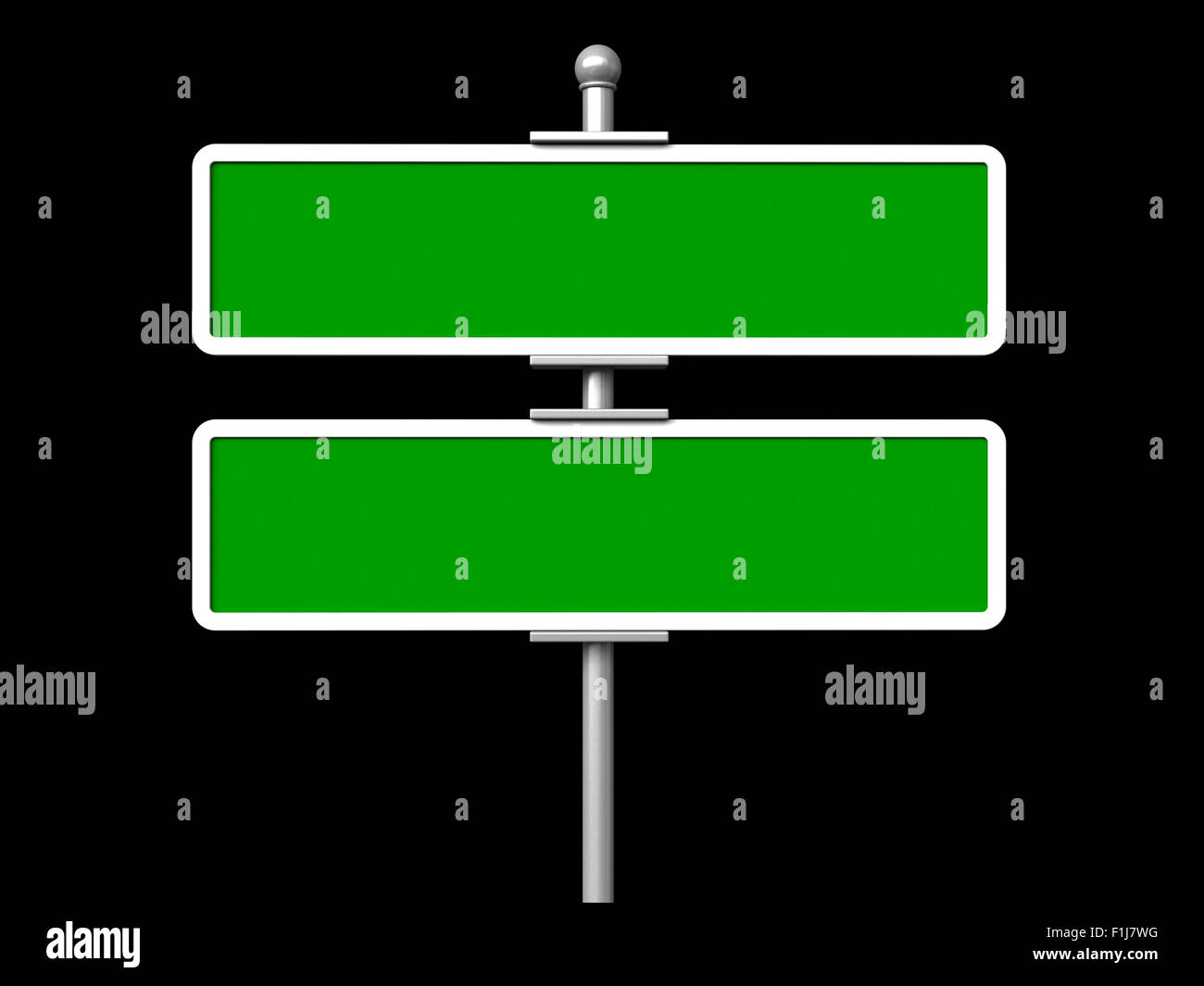 3d render of blank green signs isolated on black background Stock Photo ...