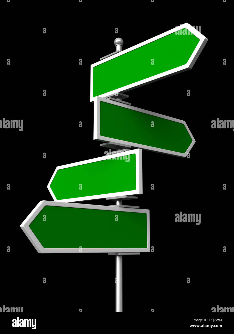 3d render of blank green signs isolated on black background Stock Photo ...