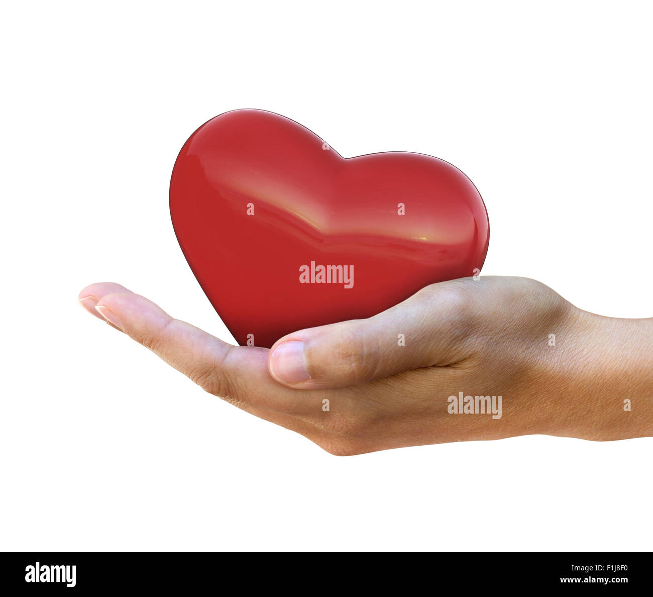 Conceptual image of heart in hand isolated over white Stock Photo - Alamy