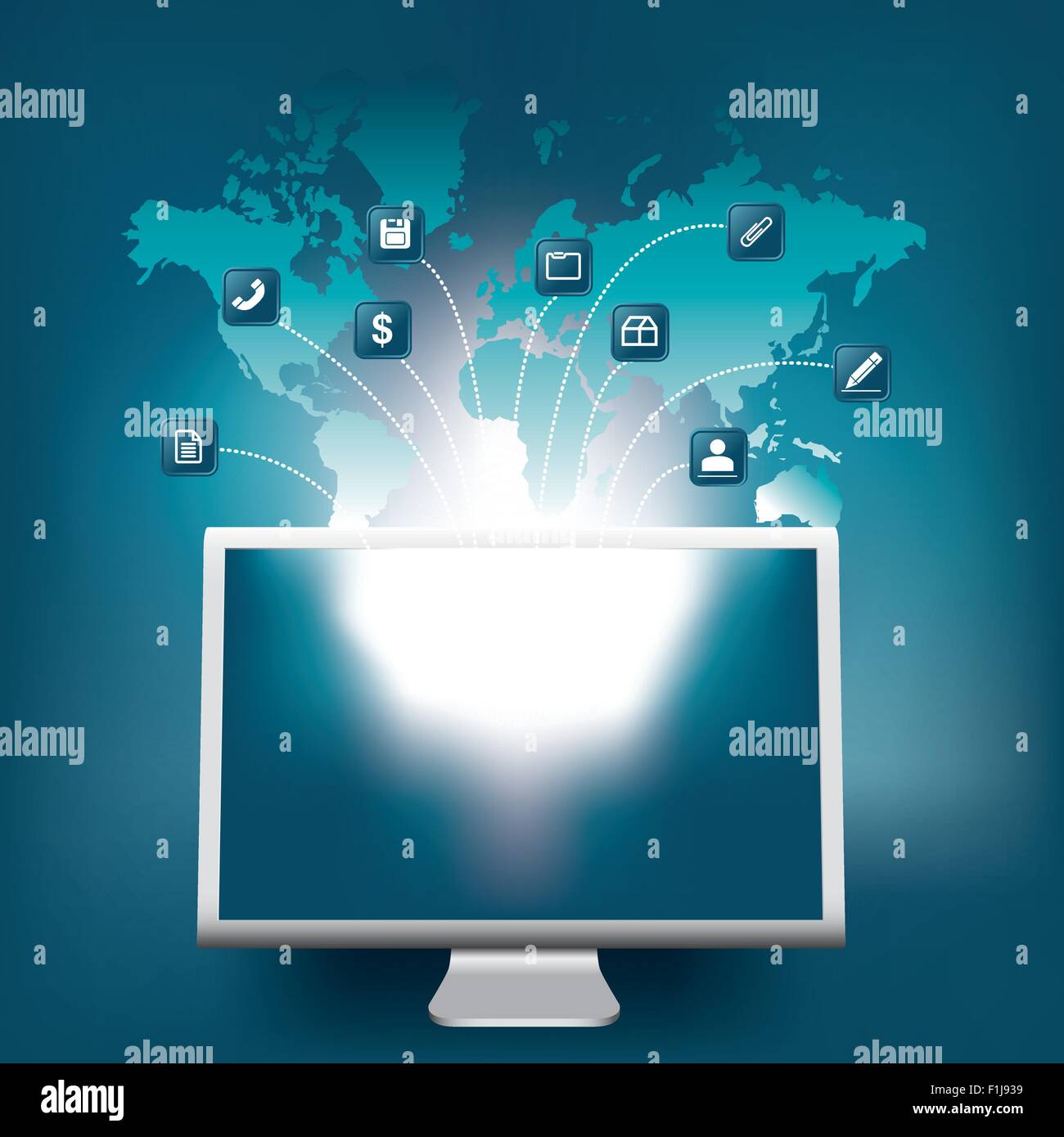 Vector Illustration with icons and World Map Stock Vector Image & Art ...