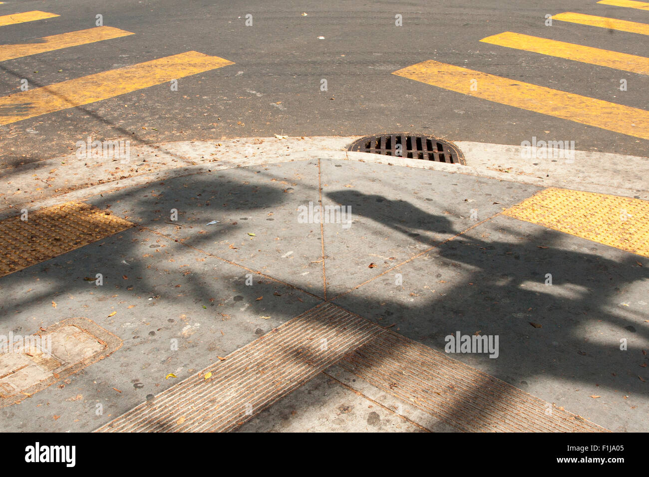 Shadow and line on a 24th Street corner in The Mission, San Francisco ...