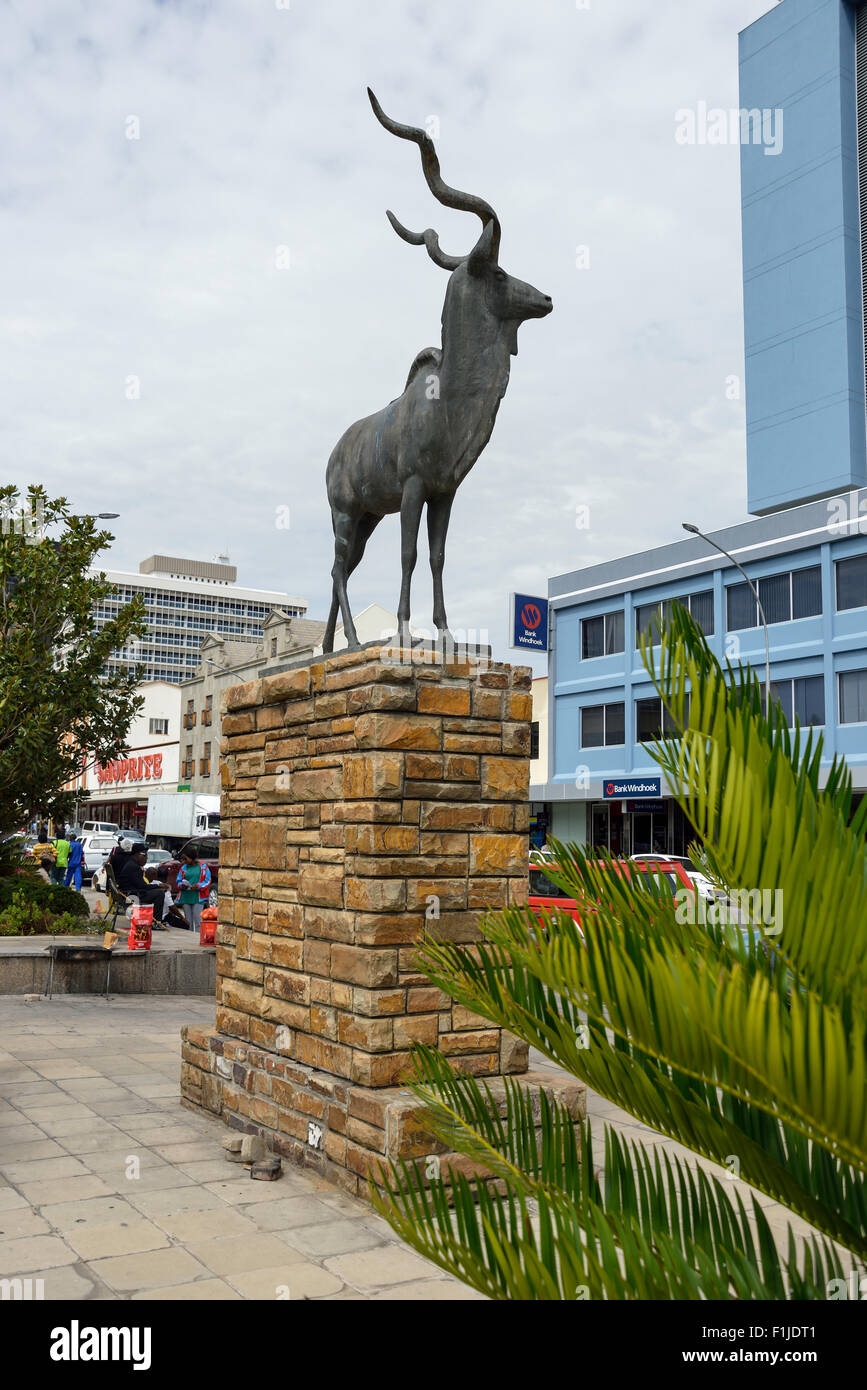 Bronze statue of a kudu, Independence Avenue, Windhoek (Windhuk ...