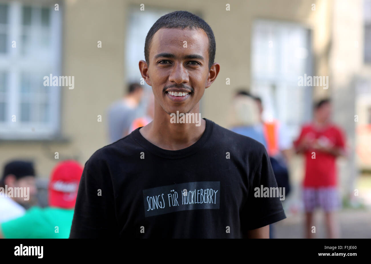 Leipzig, Germany. 1st Sep, 2015. Emmanuel Aliemayo from Eritrea stands ...