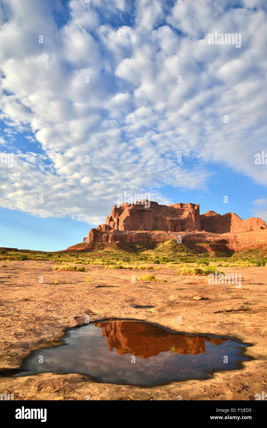 Reflections in pools in Courthouse Wash in Arches National Park near ...