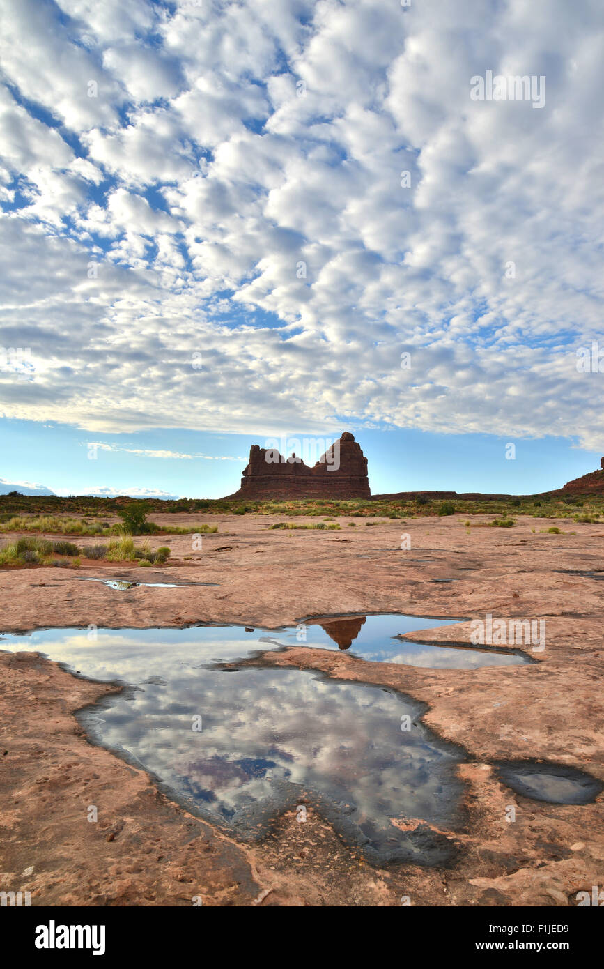 Reflections in pools in Courthouse Wash in Arches National Park near ...